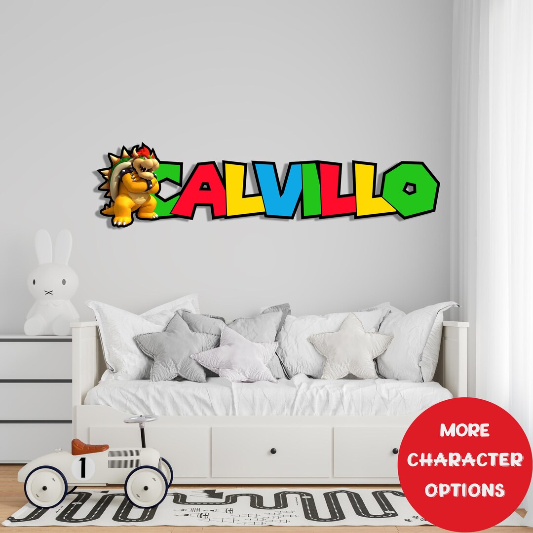 Custom Kids Baby Super Mario Bowser Nursery Game Room Door Wooden Decor ...