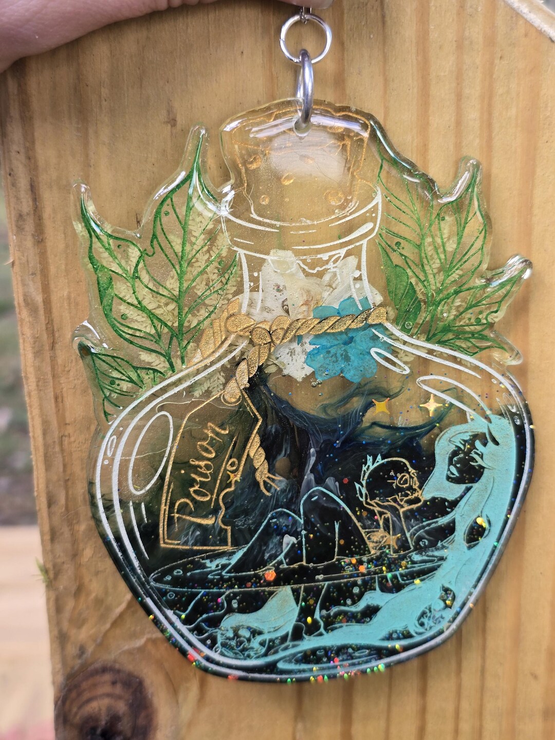 Poison Siren Resin Decor - Poison Skull Mermaid - Dried Flowers - Resin ...