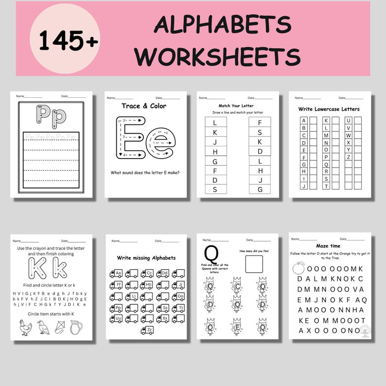 Preschool Learning Printable | Pre-k Kindergarten Worksheet Bundle ...