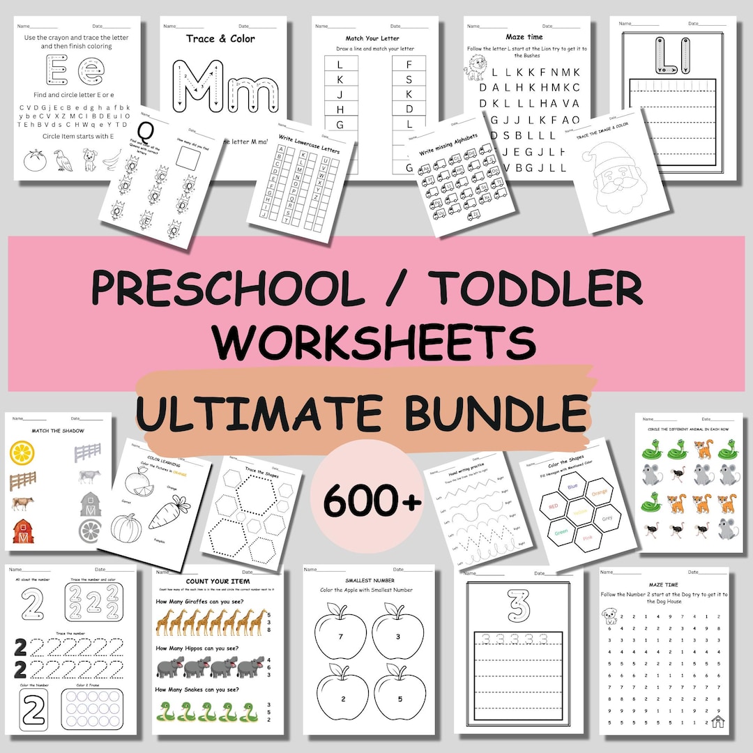 Preschool Worksheets Bundle 600+ Pages | Toddler Learning Printable ...