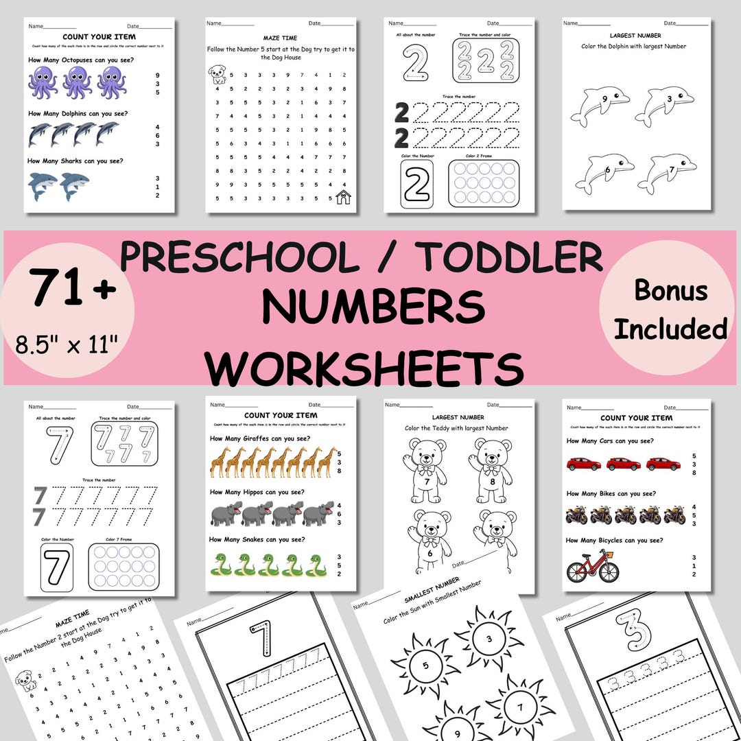 Preschool Number Tracing Worksheets 1–10 Printable, Preschool Math ...
