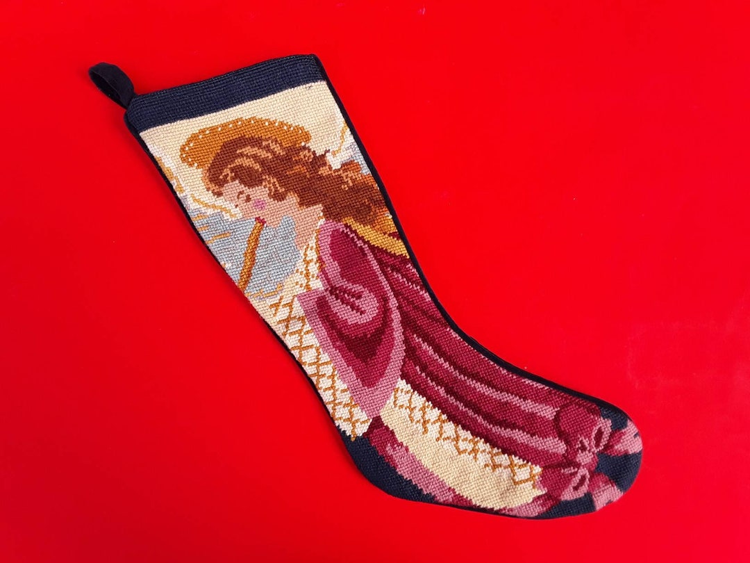 Vintage Needlepoint Stocking - Angel Stocking - Christmas Decor ...
