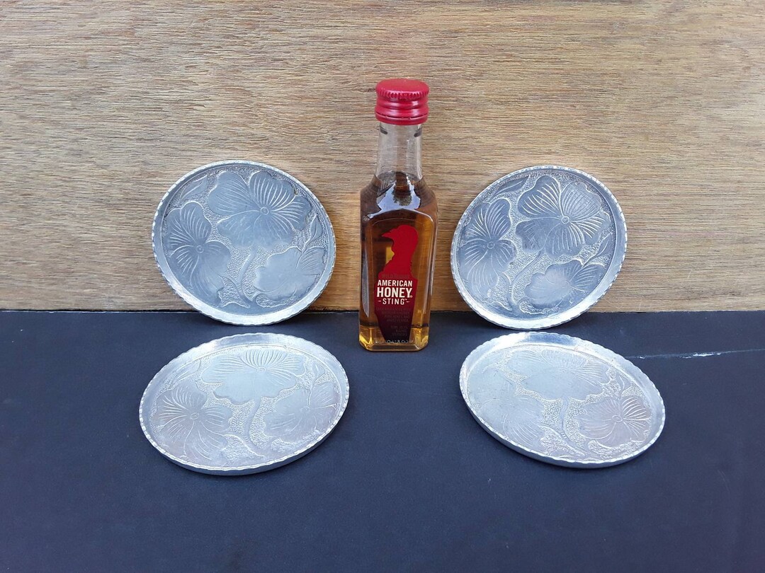 Vintage Aluminum Coasters - Forged Aluminum - Dogwood Coasters - Mid ...