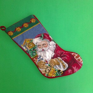 Vintage Needlepoint Stocking Santa Christmas Stocking - Etsy
