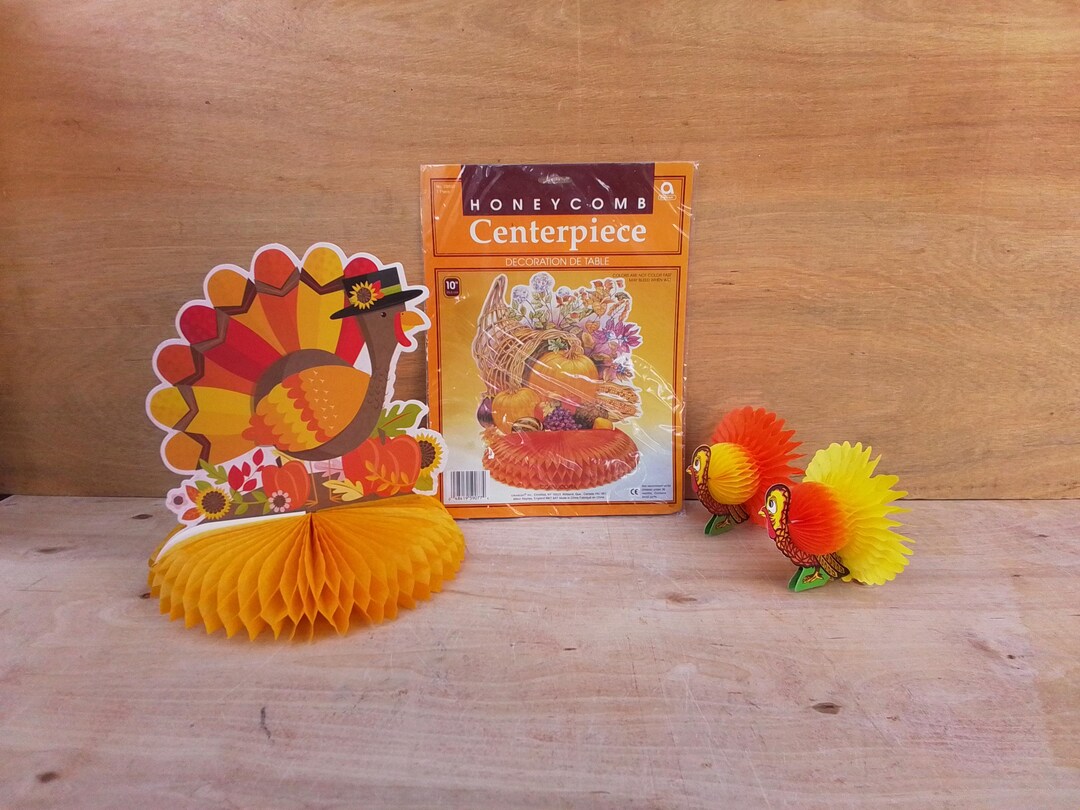 Vintage Fall Honeycomb Set - Thanksgiving Centerpiece - Cornucopia ...