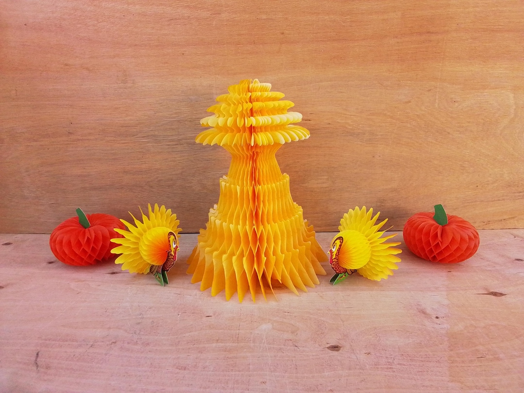 Vintage Fall Honeycomb - Thanksgiving Centerpiece - Haystack - Turkeys ...