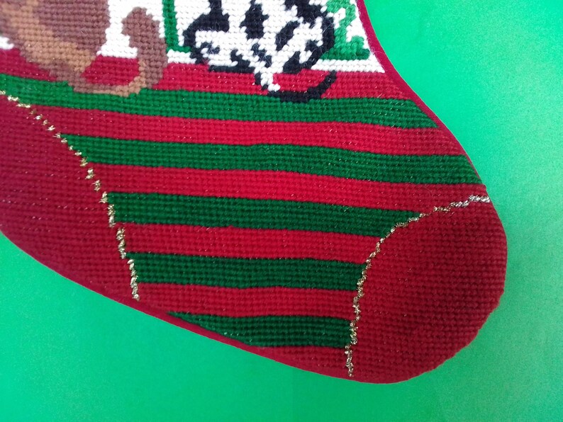 Vintage Needlepoint Stocking - Cat and Dog Stocking - Christmas Decor ...
