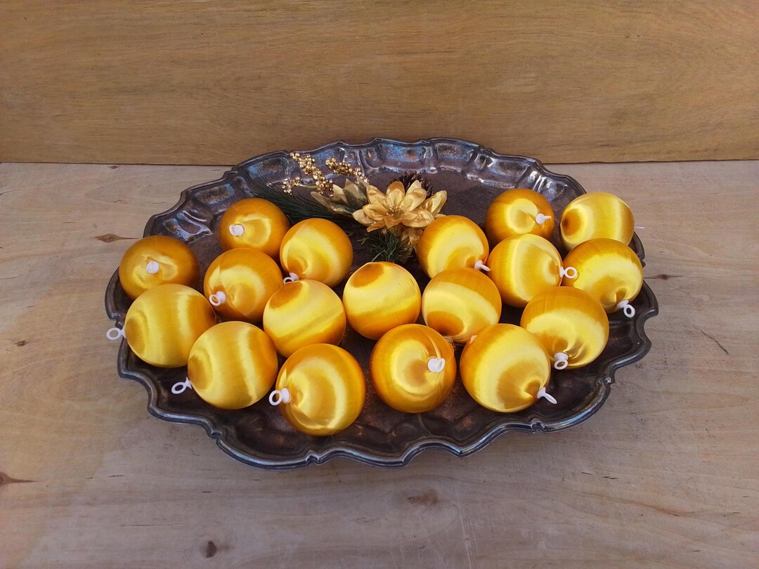Vintage Satin Ornaments - Set of 18 - Yellow Ornaments - Trim a Tree ...