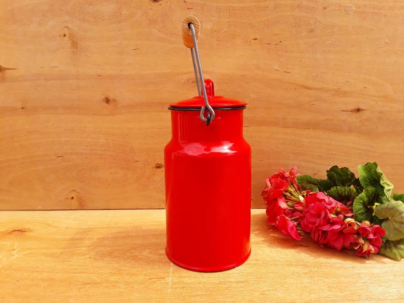 Vintage Enamel Milk Jug Red Enamelware 32 Oz Poland - Etsy
