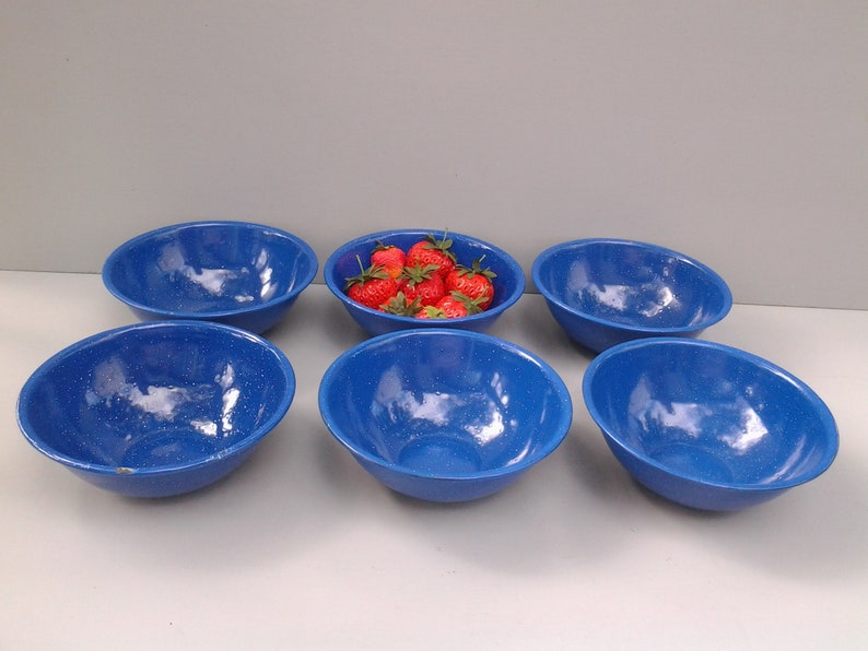 Vintage Blue Enamelware Bowls Large Bowls Graniteware - Etsy