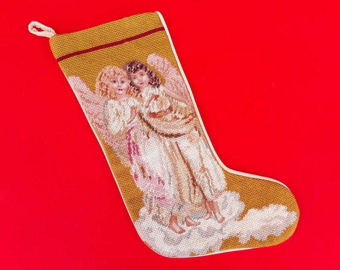 Vintage Needlepoint Stocking - Angel Stocking - Christmas Decor ...