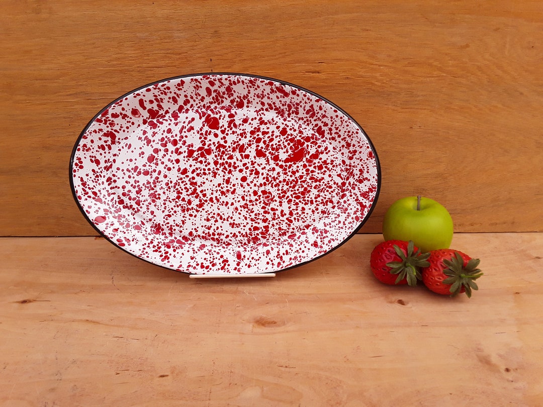 Vintage Oval Enamelware Platter- Serving Tray - Graniteware - Outdoor ...