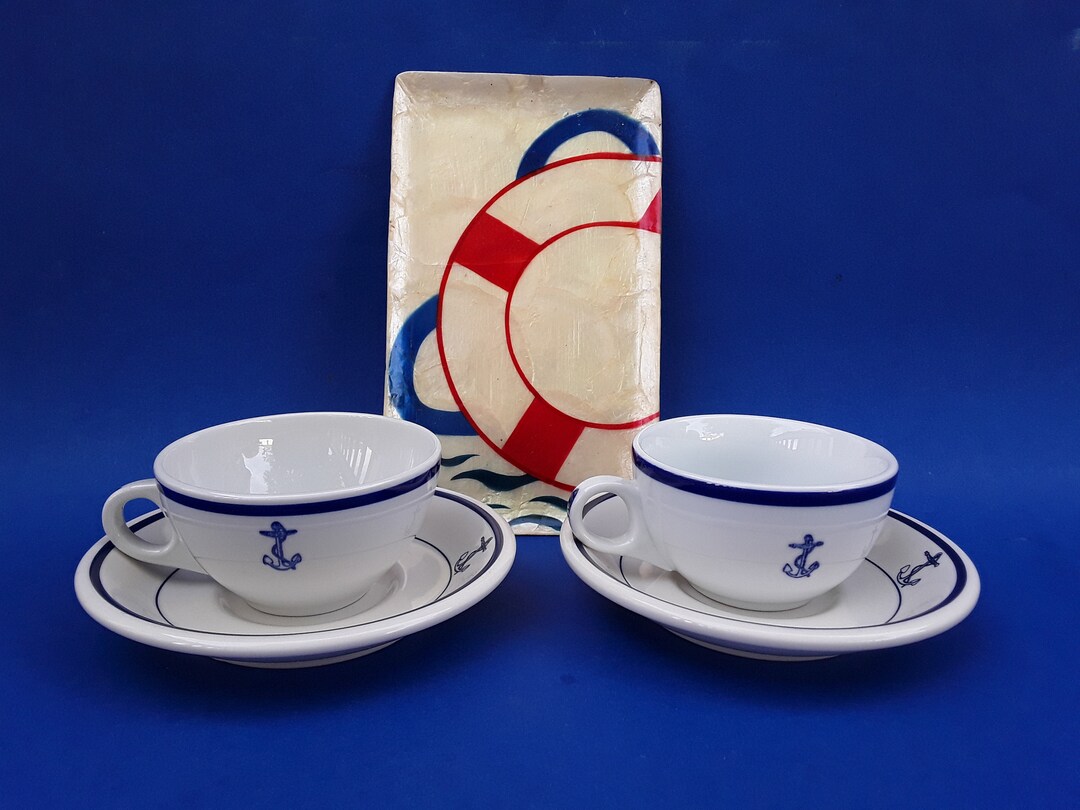 US Navy Fouled Anchor Coffee Cup and Saucer - Shenango - Nautical ...