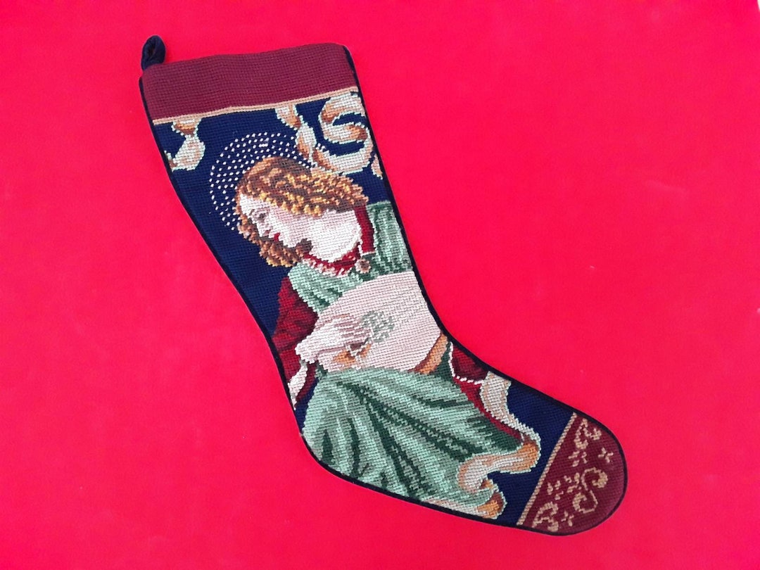 Vintage Needlepoint Stocking - Angel Stocking - Christmas Decor ...
