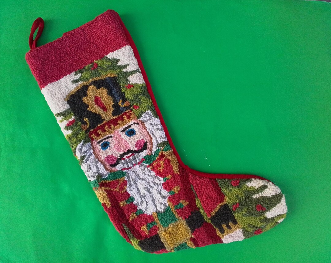 Vintage Needlepoint Stocking - Large - Nutcracker - Soldier - Christmas ...