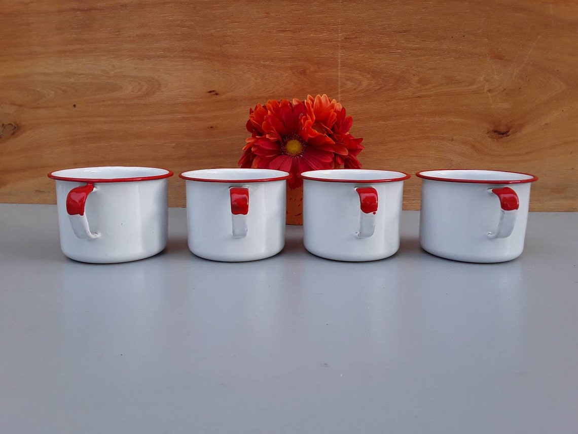 Vintage Enamelware Cups White Enamel Cups Graniteware Cups - Etsy