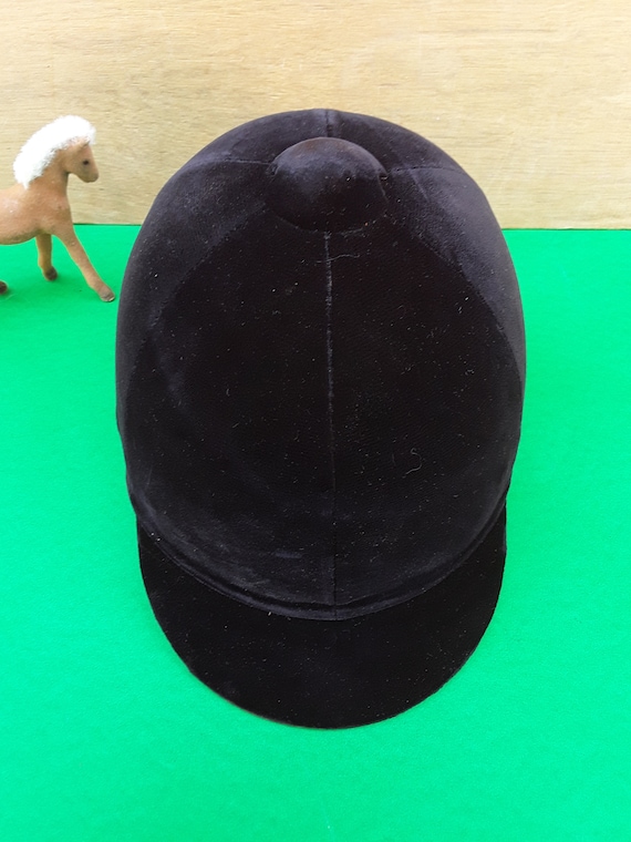 Vintage horse riding helmet - black velvet - equestri… - Gem