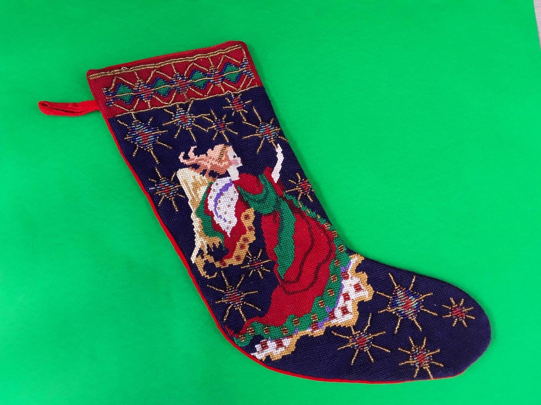 Vintage Needlepoint Stocking - Angel Stocking - Christmas Decor ...