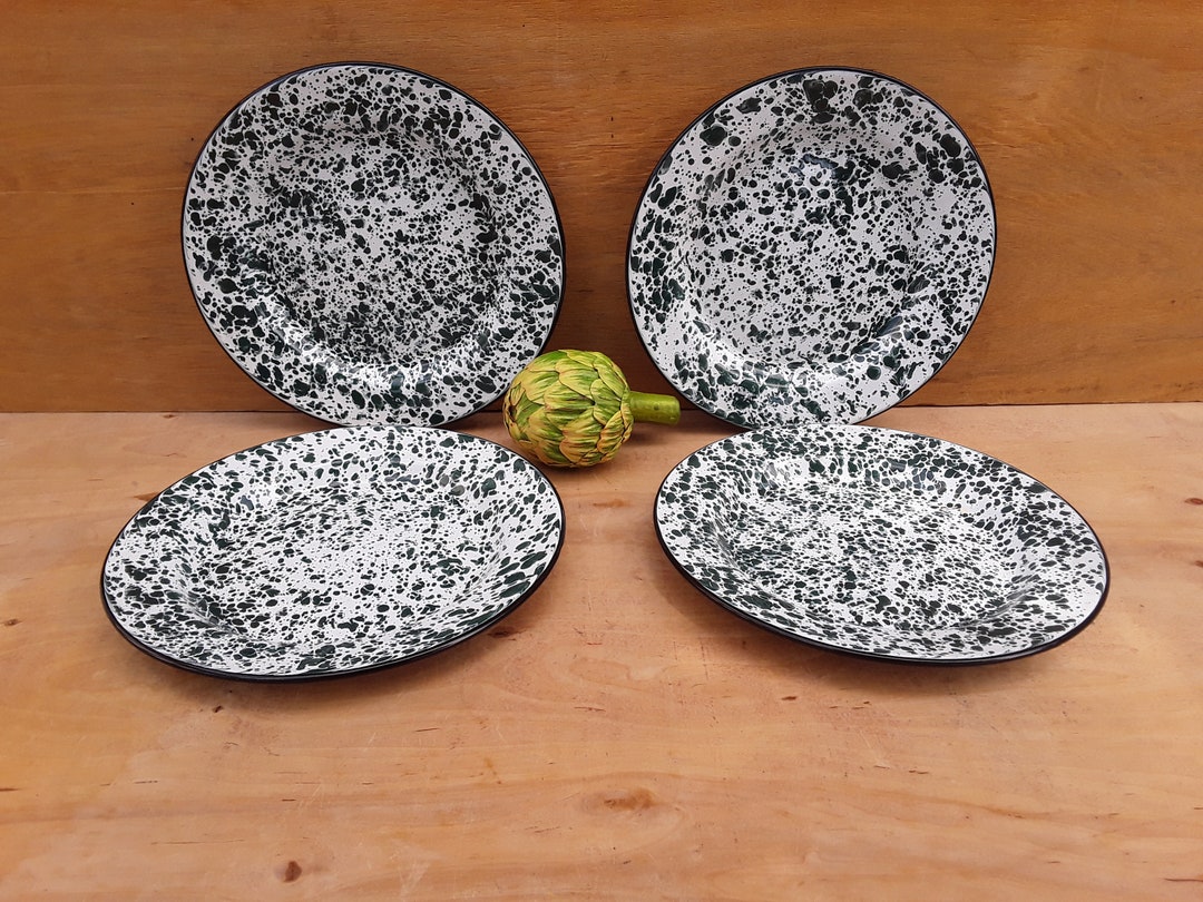 Vintage Green Splatter Ware Plates - Graniteware - Enamelware - Camping ...