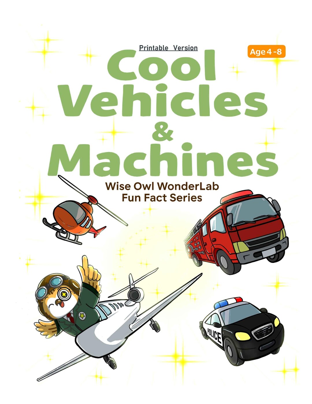 Vehicles & Machines Coloring Book for Kids | Fun Facts (printable PDF ...