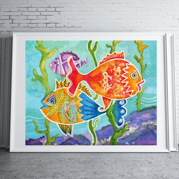 Colorful Fish Art - Etsy