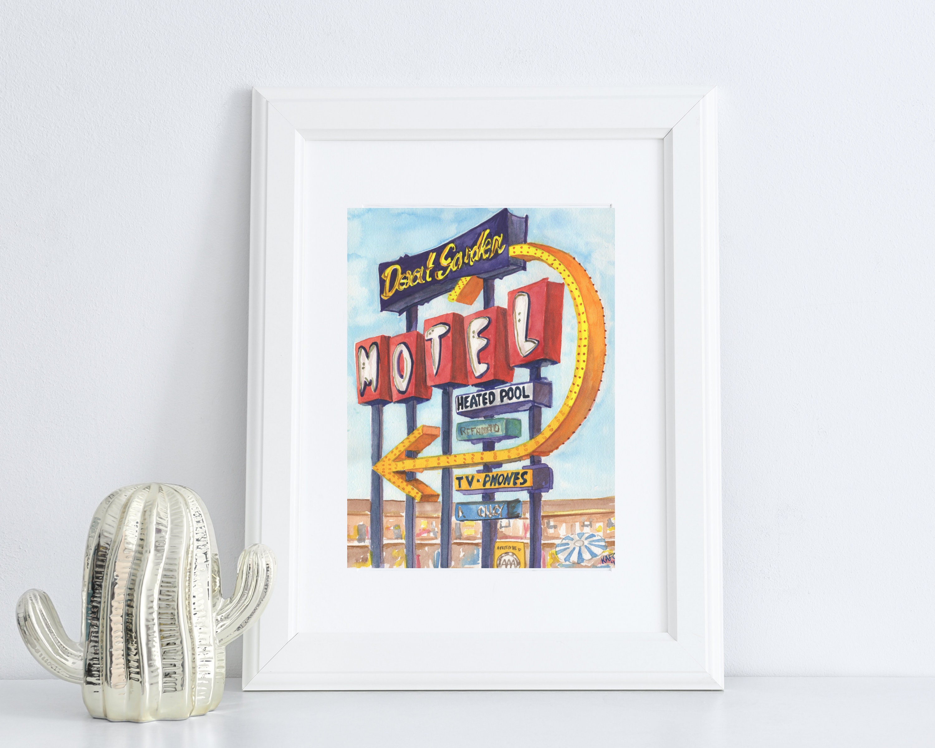 Retro Motel Watercolor Painting | Digital Download Printable Art ...