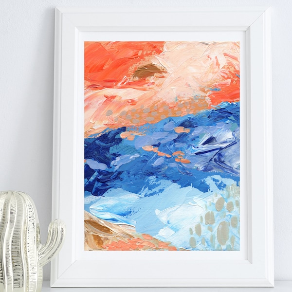 Blue Orange Abstract - Etsy
