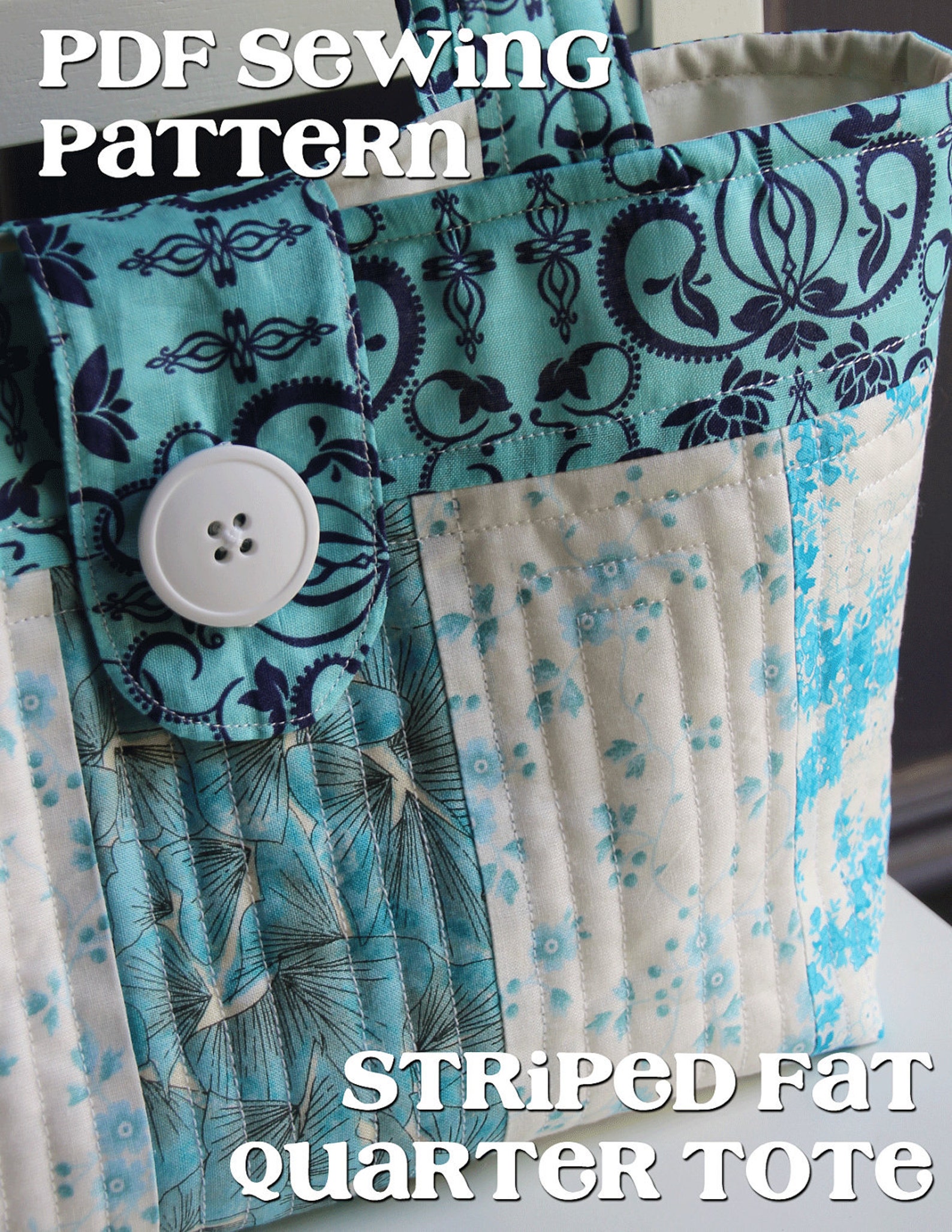 Striped Fat Quarter Tote Bag - PDF Sewing Pattern - Etsy
