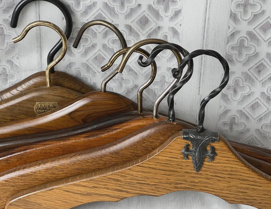 Vintage Wooden Clothes Hangers, Antique Wardrobe Hangers, Oak Hangers ...