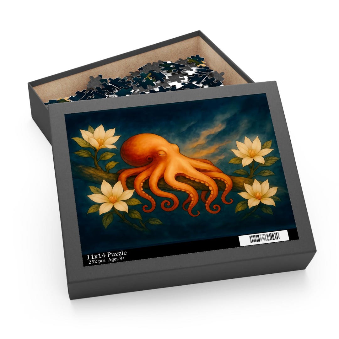 Golden Octopus Among Night Blooms Puzzle - Etsy