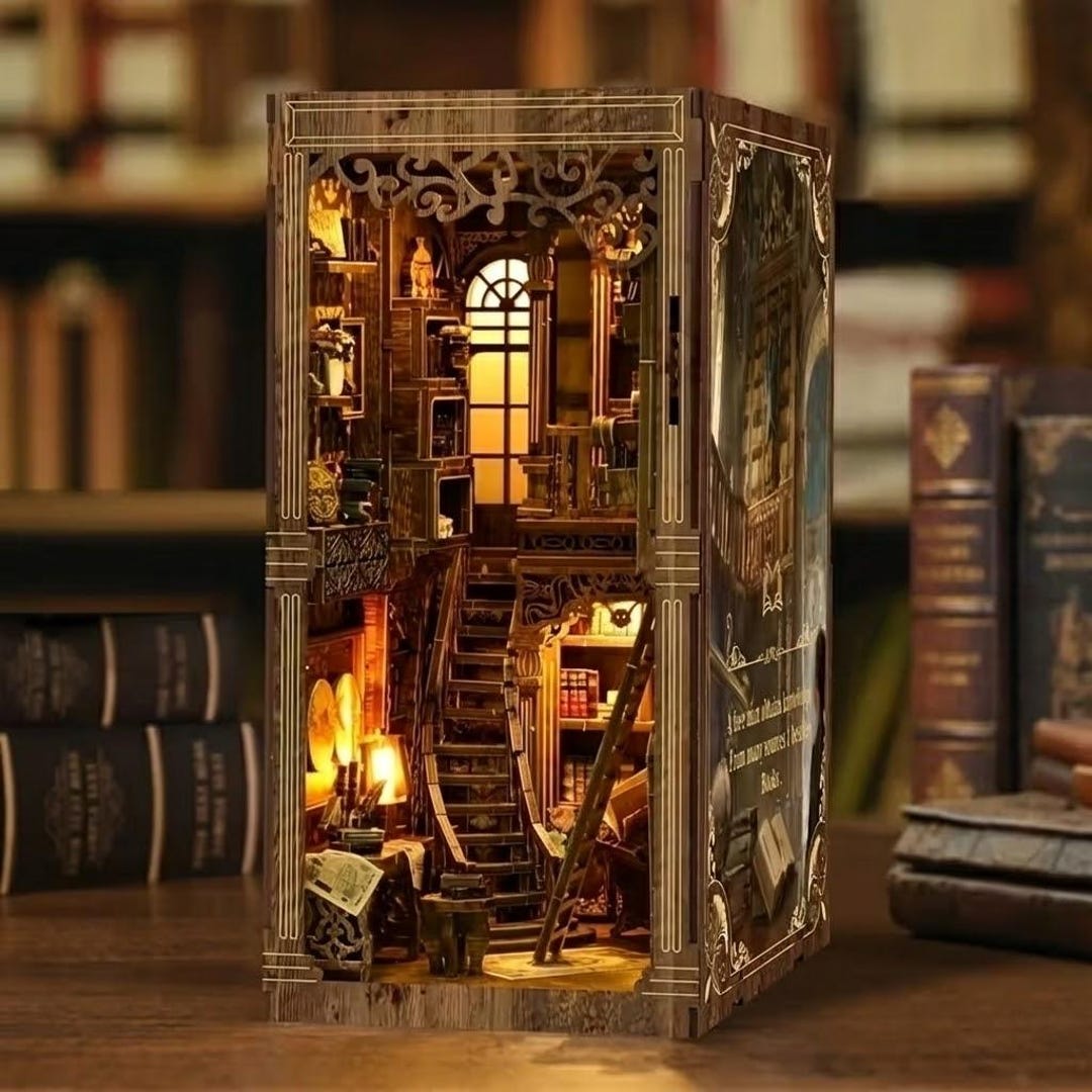 DIY Book Nook Kit | Bookshelf Decoration, Miniature Book Shelf Insert ...