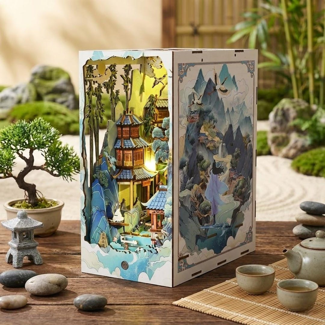 Japanese Book Nook Kit DIY | 3D Puzzle Kits, Bookshelf Decoration ...
