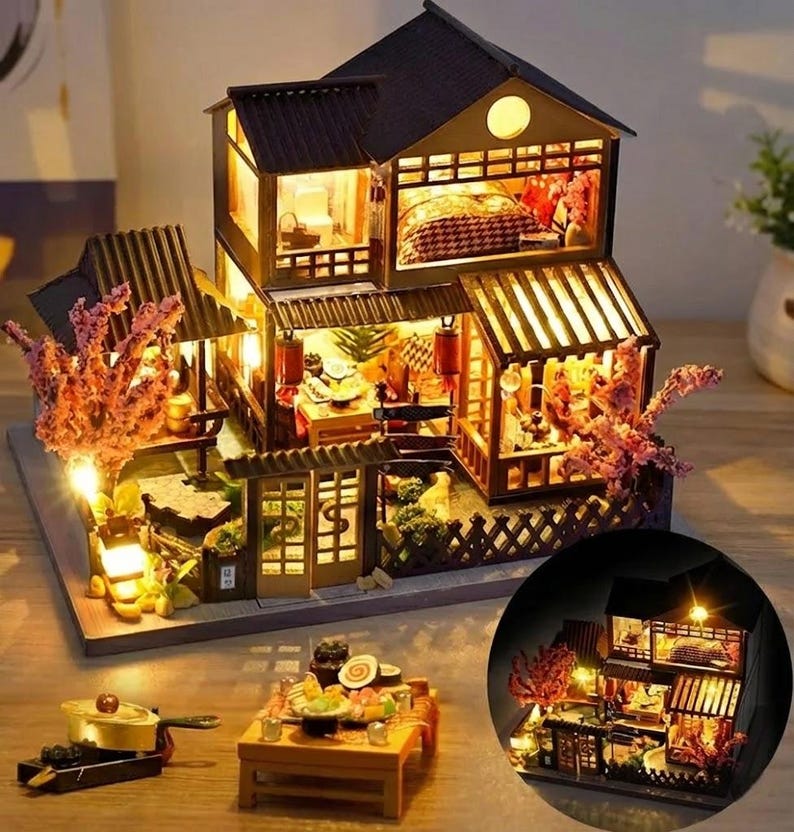 DIY Japanese Miniature House - Book Nook Kit | Cherry Blossom Garden ...