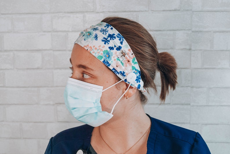 BUTTON HEADBAND Wide Soft Headband With Large Buttons Nurse - Etsy