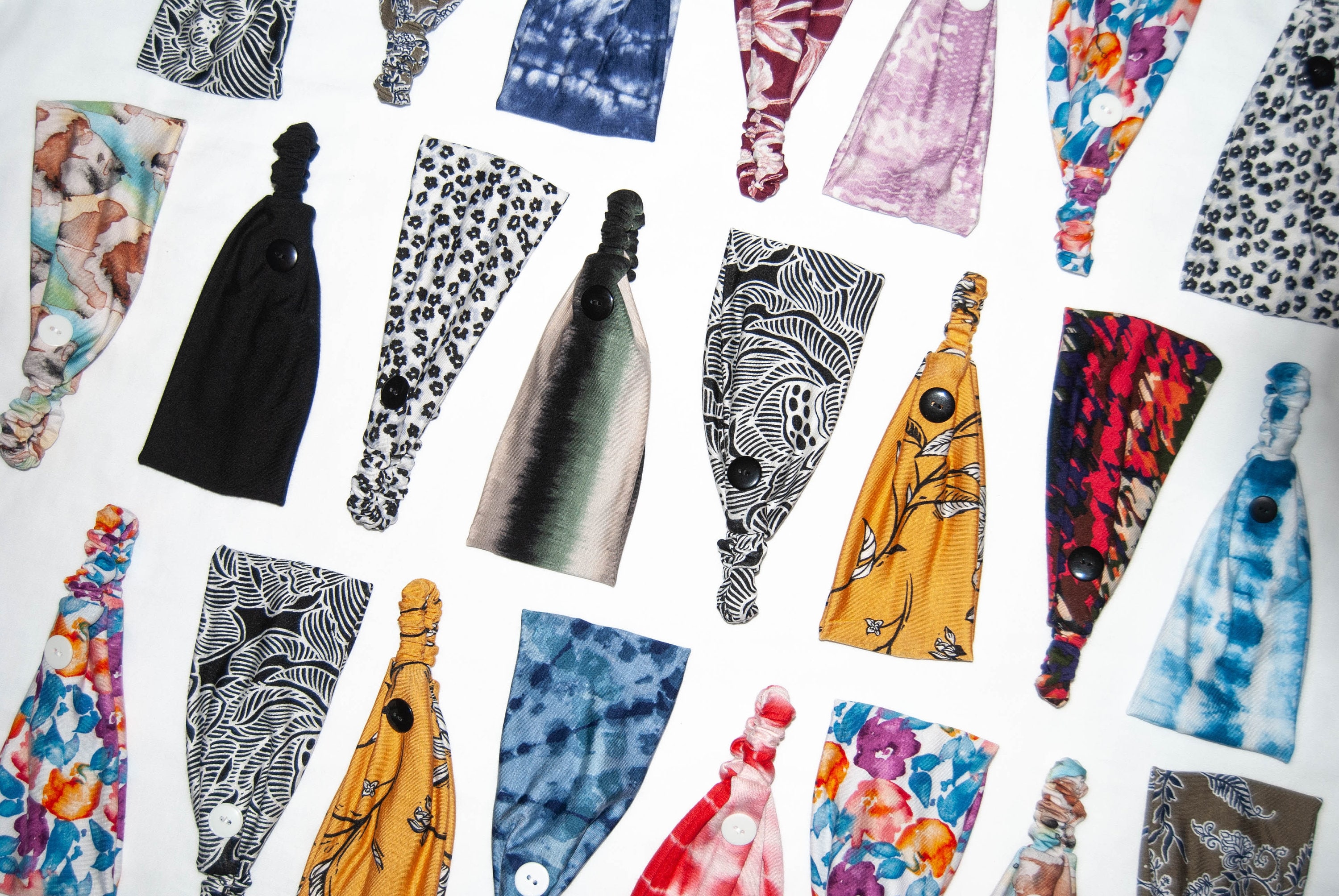 BUTTON HEADBAND: Green Brush Stroke Headband With Buttons - Etsy