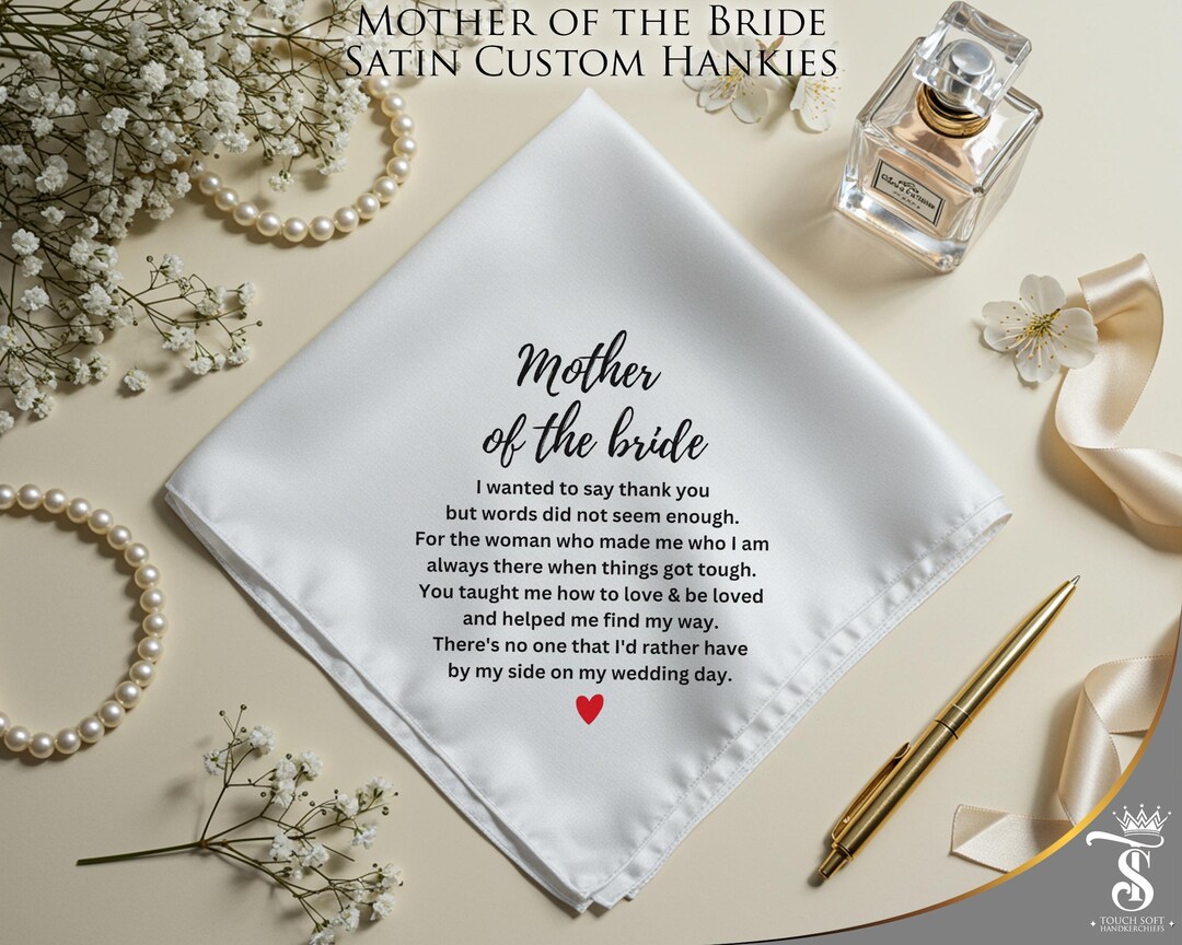 Mother of the Bride Satin Handkerchief – Personalized Wedding Hanky ...