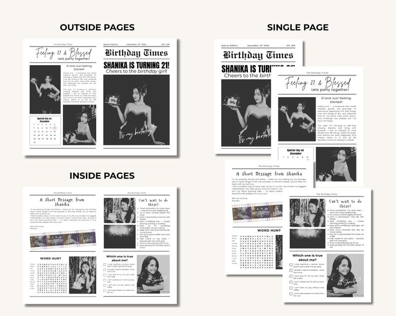 21st Birthday Newspaper: Custom Newspaper Template 21st Birthday Gift ...