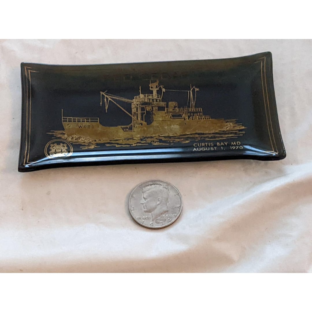 USCCG Coast Guard Red Cedar Curtis Bay Maryland 8/1/1970 Glass Ash Pin ...