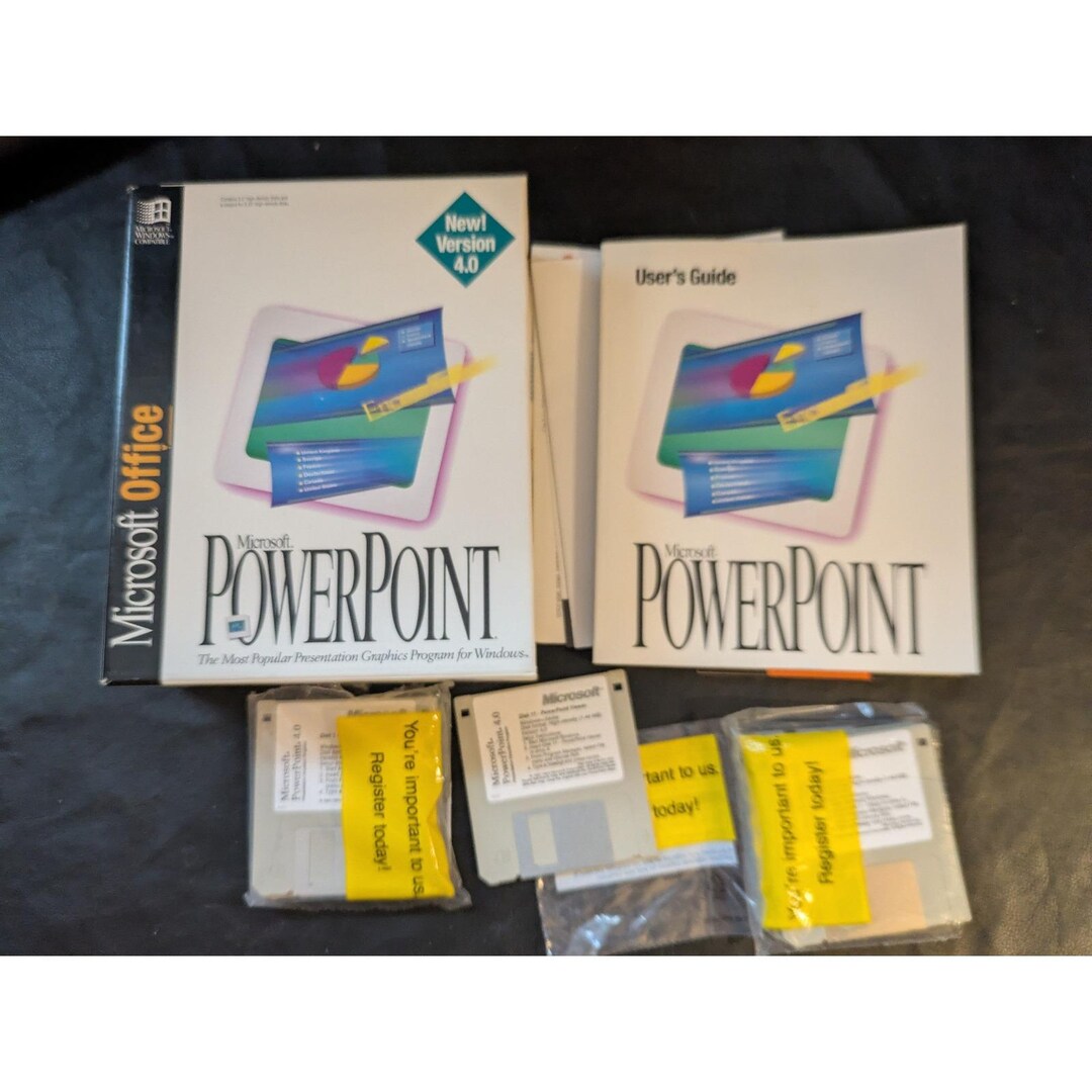 1994 Microsoft Powerpoint Version 4.0 Windows Software 3.5 Floppy Disks ...