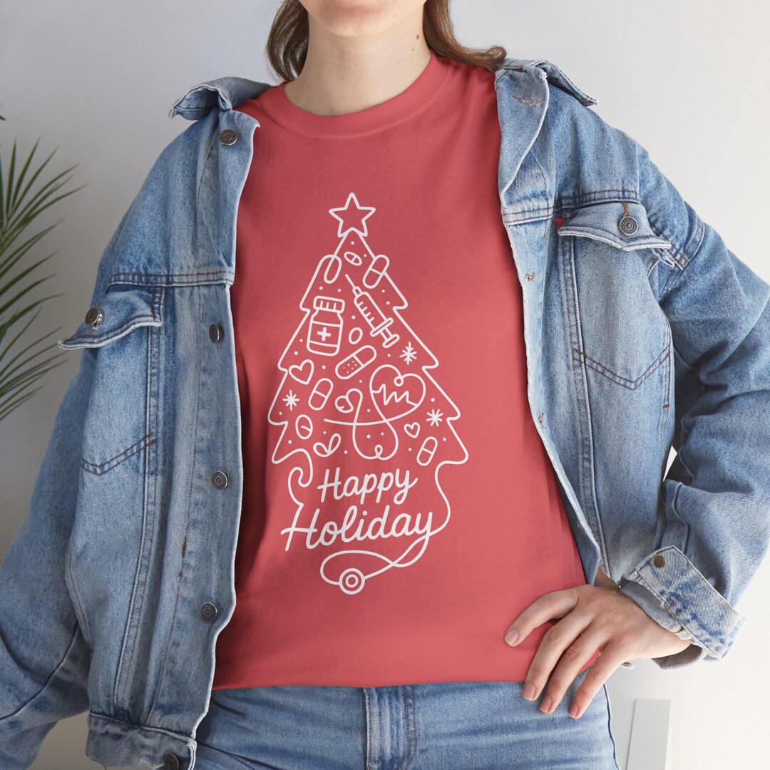 Christmas Tree Line Art Holiday Design Unisex T-shirt - Etsy