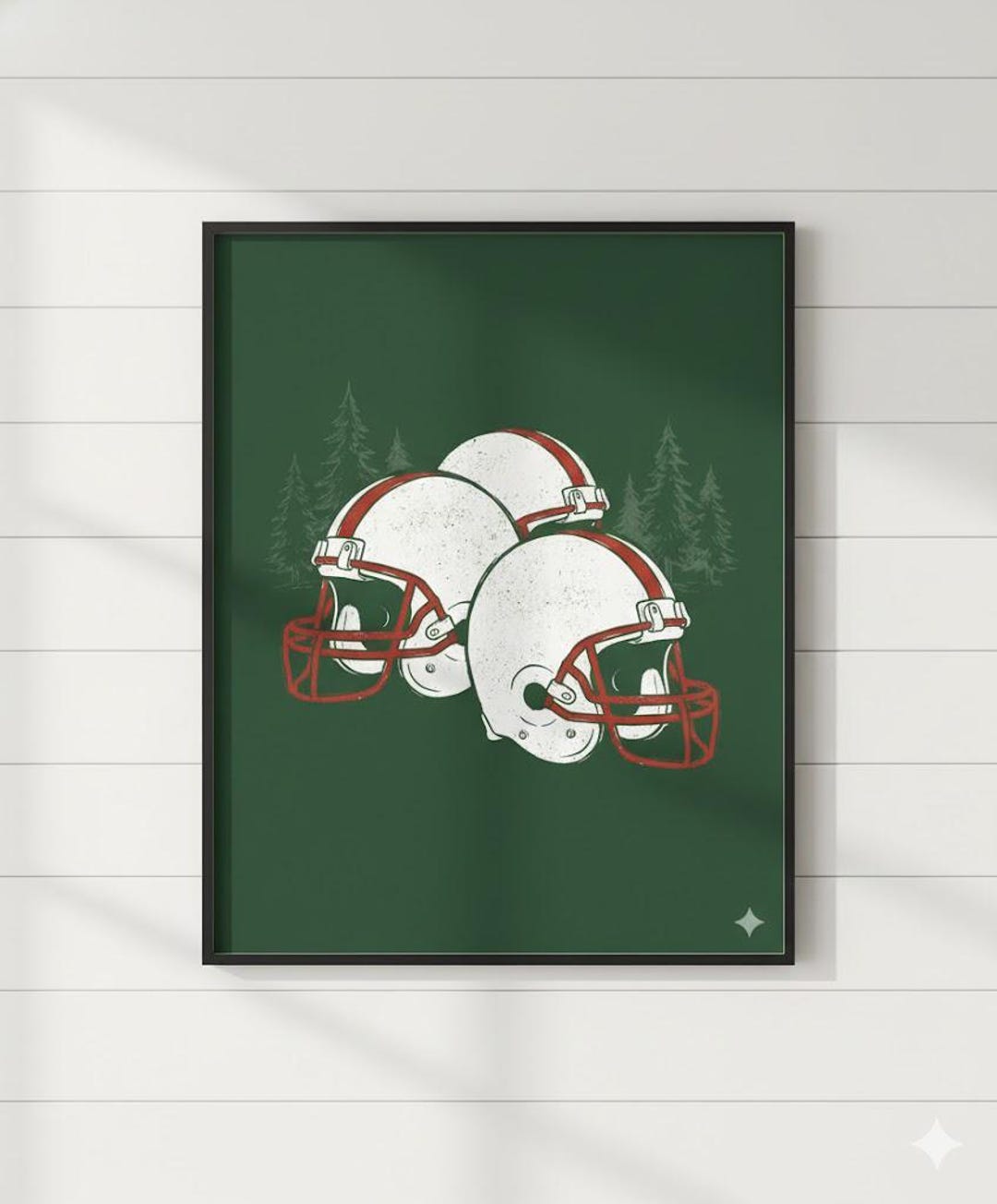 NFL Christmas Football Helmet Wall Art Print, Minimalist Holiday Sports ...