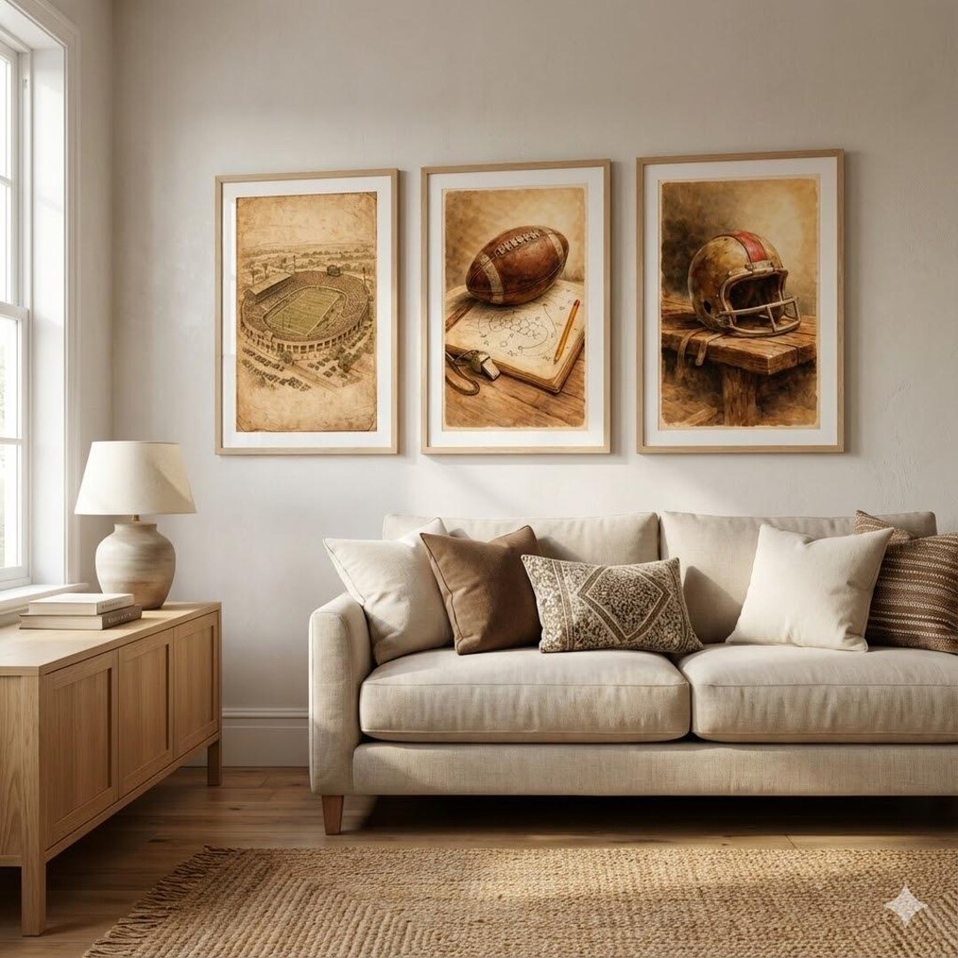 American Football Wall Art | Set of 3 Prints | Vintage Nostalgic Style ...