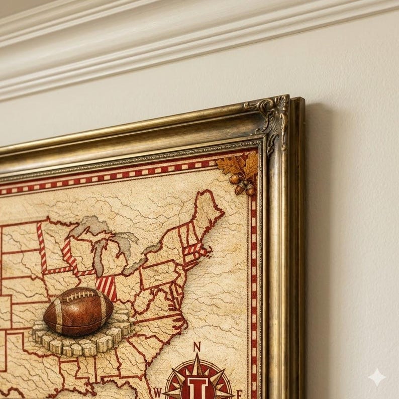 Indiana Hoosiers Football Stadium Map Art | Vintage College Football ...