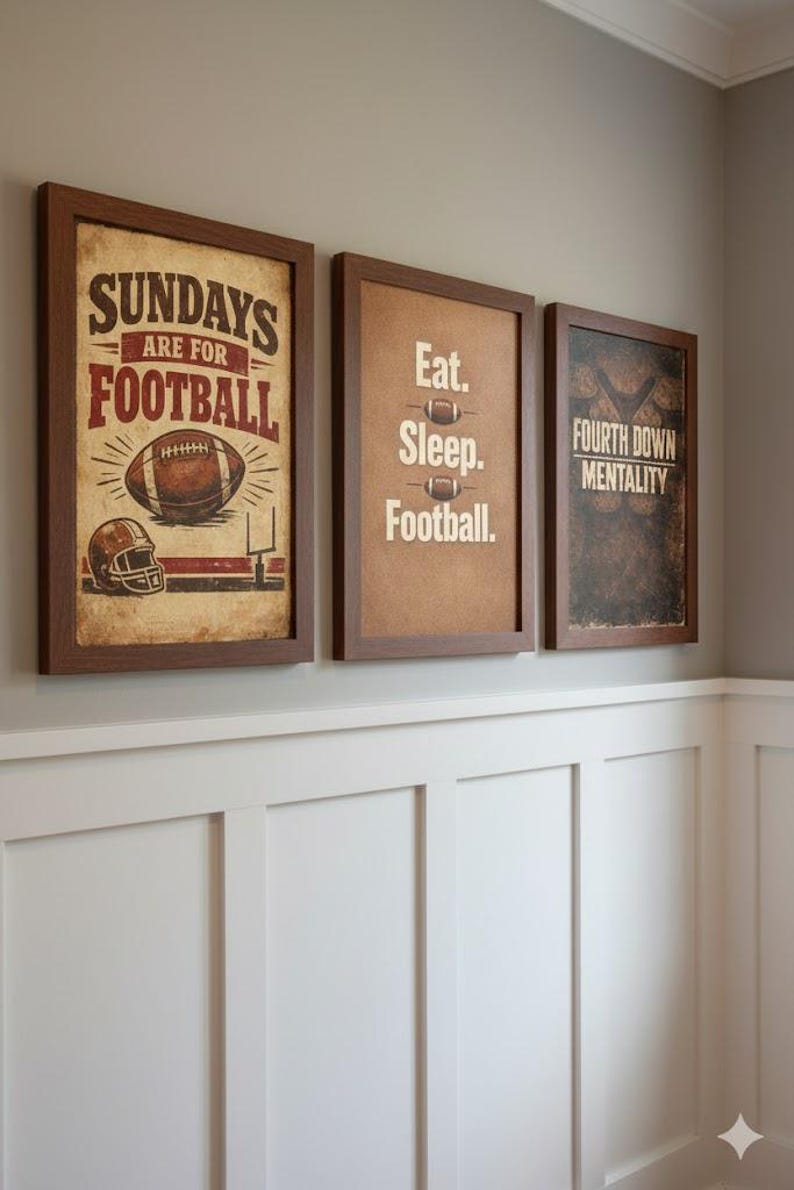 American Football Wall Art Set | 3 Printable Sports Posters | Vintage ...