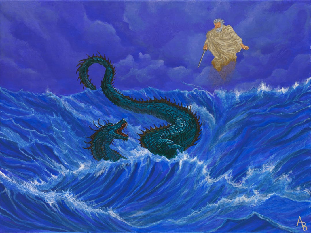 God Slaying Leviathan Poster Print - Etsy