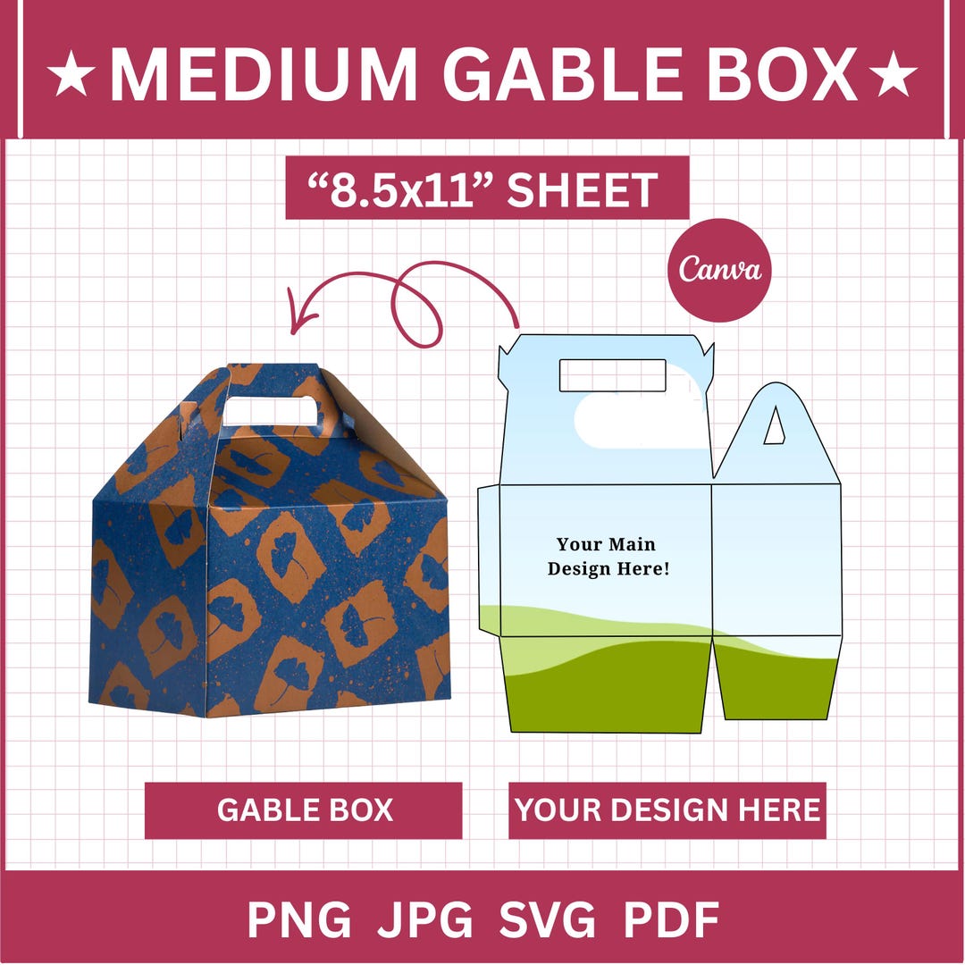 Medium Gable Box Template | DIY Printable Gift and Party Favor Box for ...