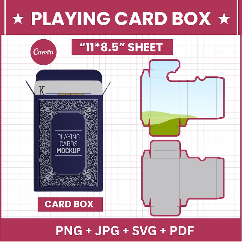 Playing Card Box Template | Printable DIY Card Holder | Custom Party ...