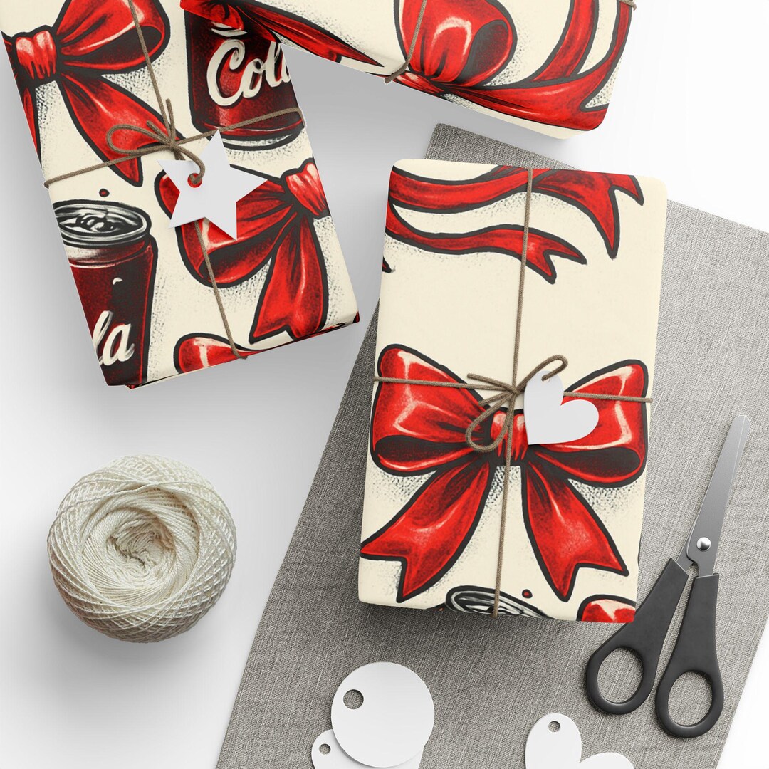 Red Bow Wrapping Paper - Etsy