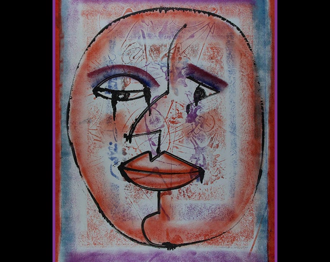 Abstract Expressionist Portrait of a Sad Crying Woman. Reproduction ...