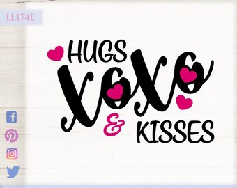 Hugs & Kisses XOXO With Hearts Valentine's Day LL174 E - Etsy